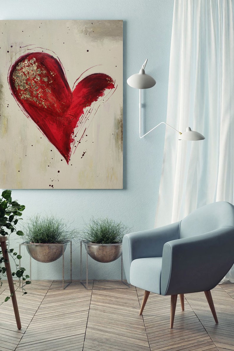 Heart Painting on Canvas Love Heart Valentine's Day - Etsy