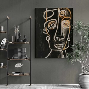 Abstract Line Art Silhouette Portrait, Extra Large Picasso Wall Art ...