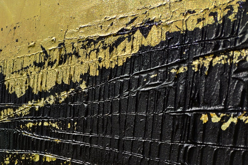 Gold Foil Art Gold Leaf Painting Black and Gold Painting - Etsy