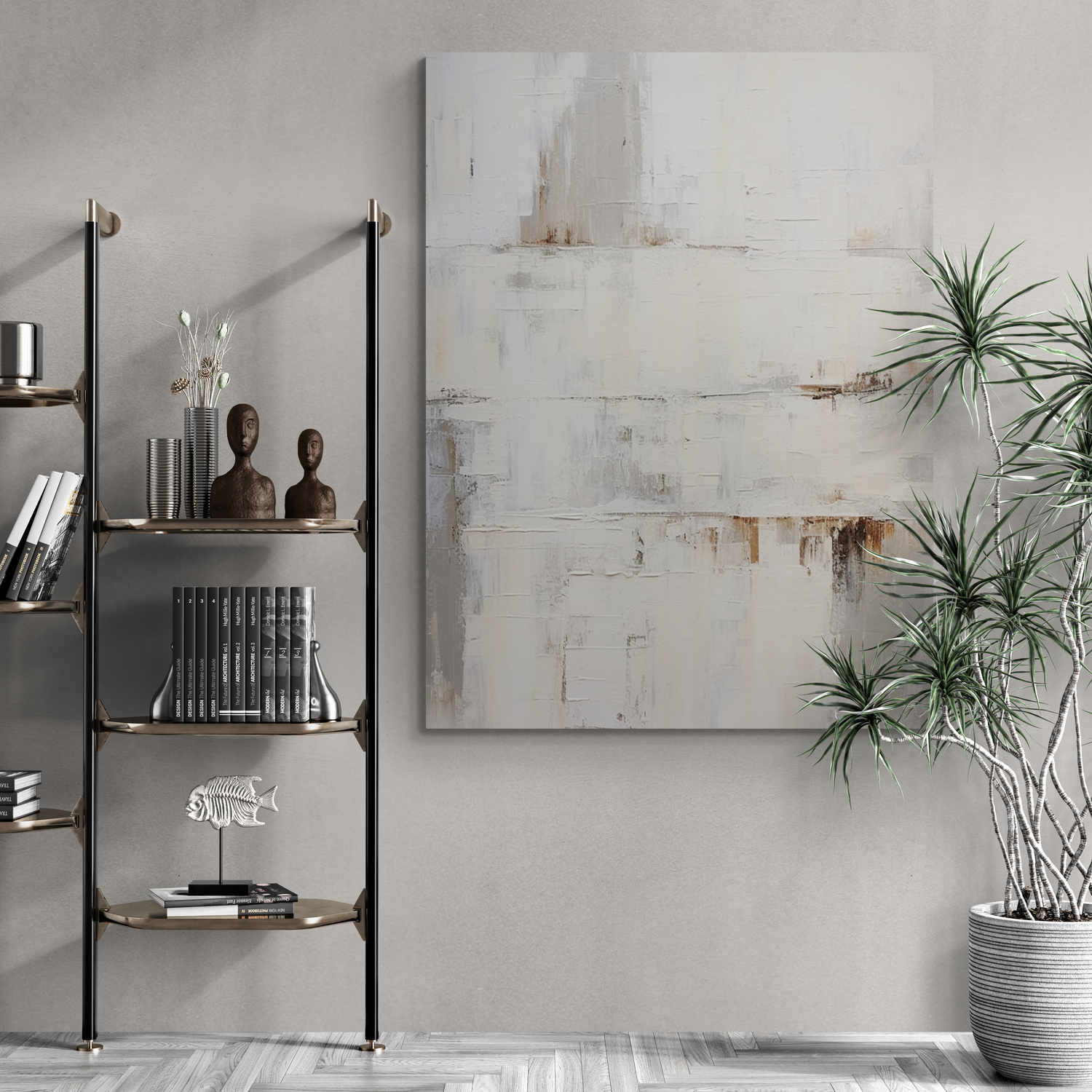 Large Original Gray Abstract Painting for Living Room | Contemporary ...