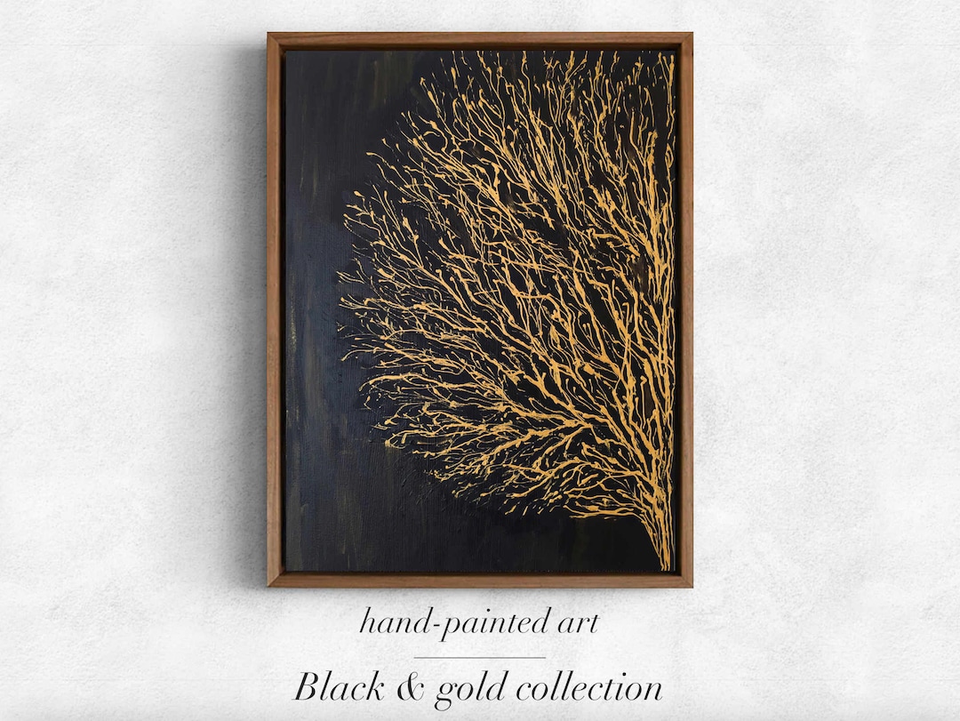 Contemporary Abstract Gold Tree Artwork Black and Gold Tree - Etsy