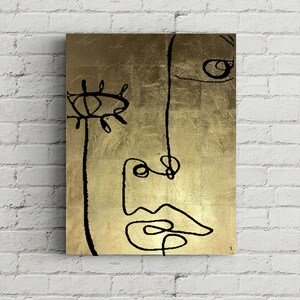 Face Art Gold Leaf Painting Gold Acrylic Painting Face In | Etsy