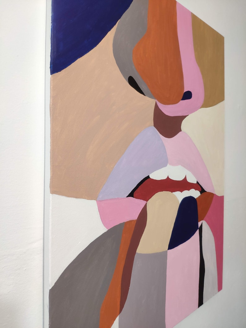 Abstract Face Painting Сanvas Modern Colorful Modern Art | Etsy