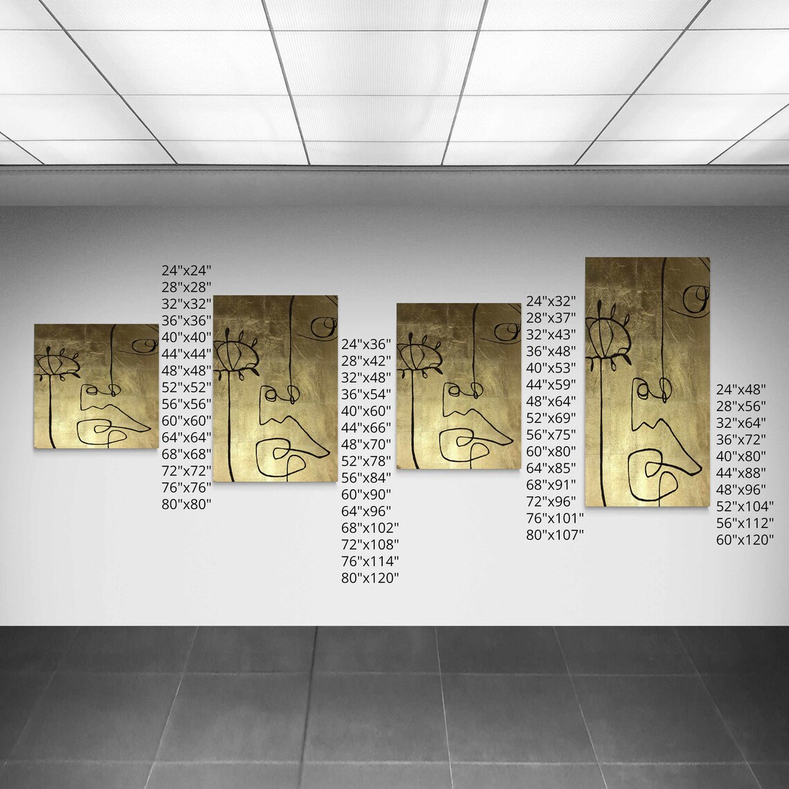 Face Art Gold Leaf Painting | Gold Acrylic Painting | Face in Gold ...
