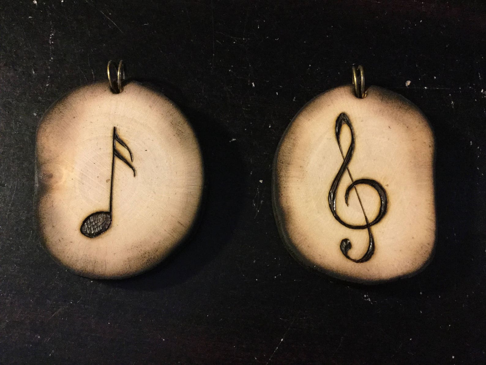 Customizable Rustic Wood Music Notes and Symbols Pendant | Etsy