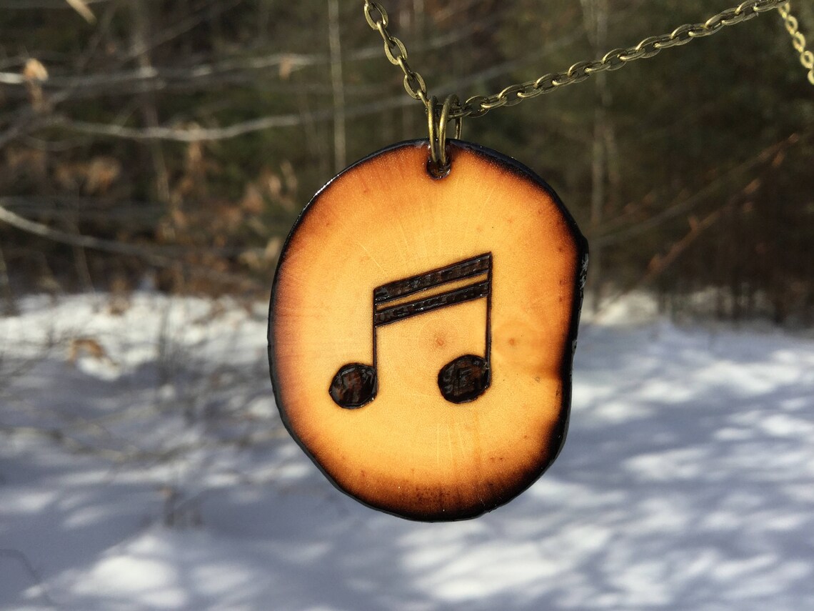 Customizable Rustic Wood Music Notes and Symbols Pendant | Etsy