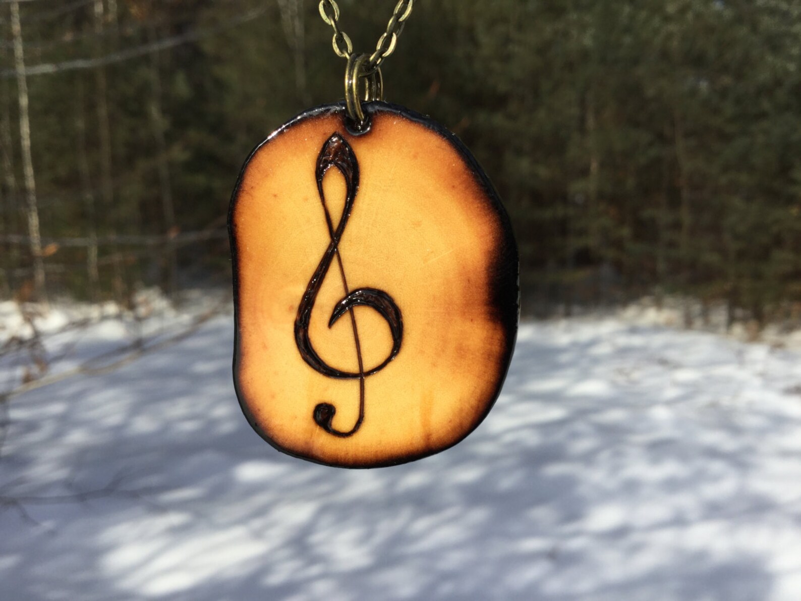Customizable Rustic Wood Music Notes and Symbols Pendant | Etsy