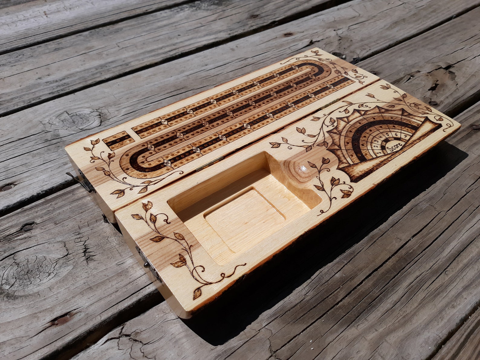 Rustic Wood Burned Cribbage Board Log Set customizable 3-4 - Etsy