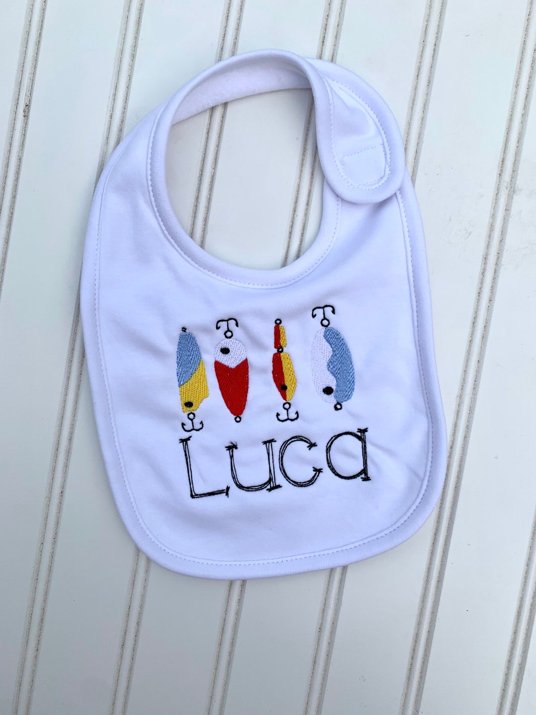 Personalized Embroidered Fishing Lure Bib Personalized Fishing Lure ...