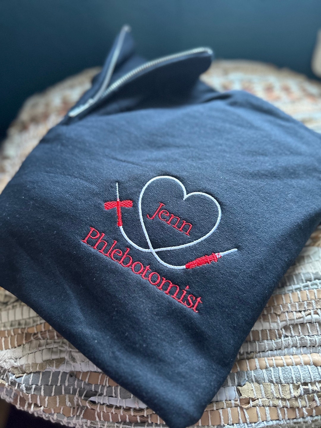 Custom Embroidered Phlebotomy Quarter Zip, Phlebotomist Jacket, Lab ...
