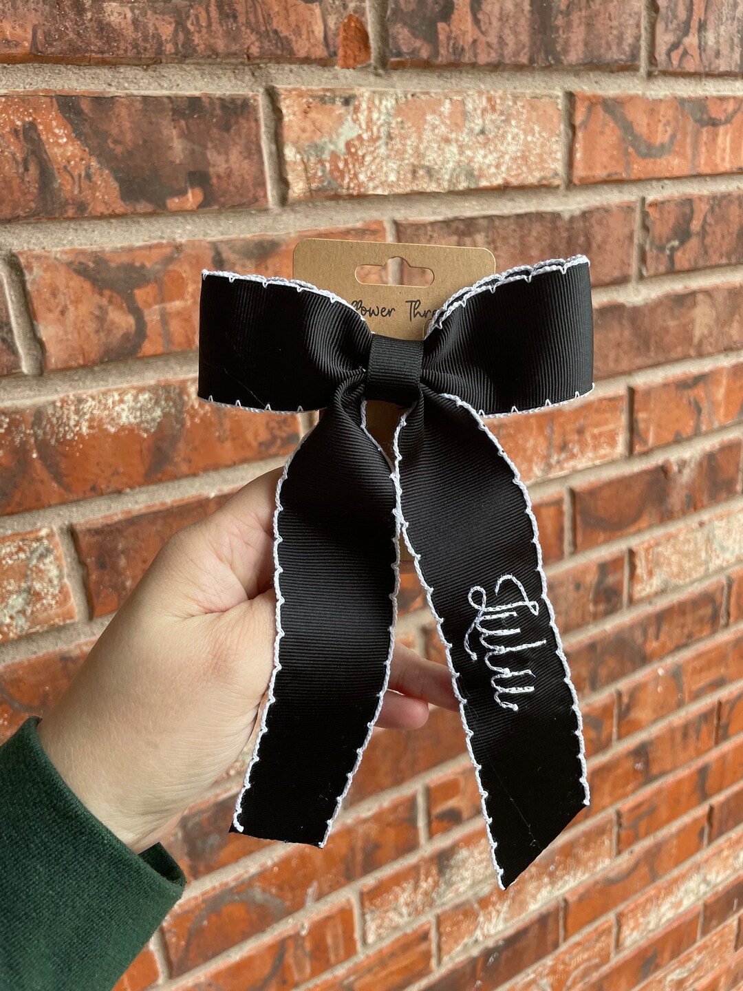 Embroidered Bow With Name - Personalized Bow - Embroidered Moonstitch ...