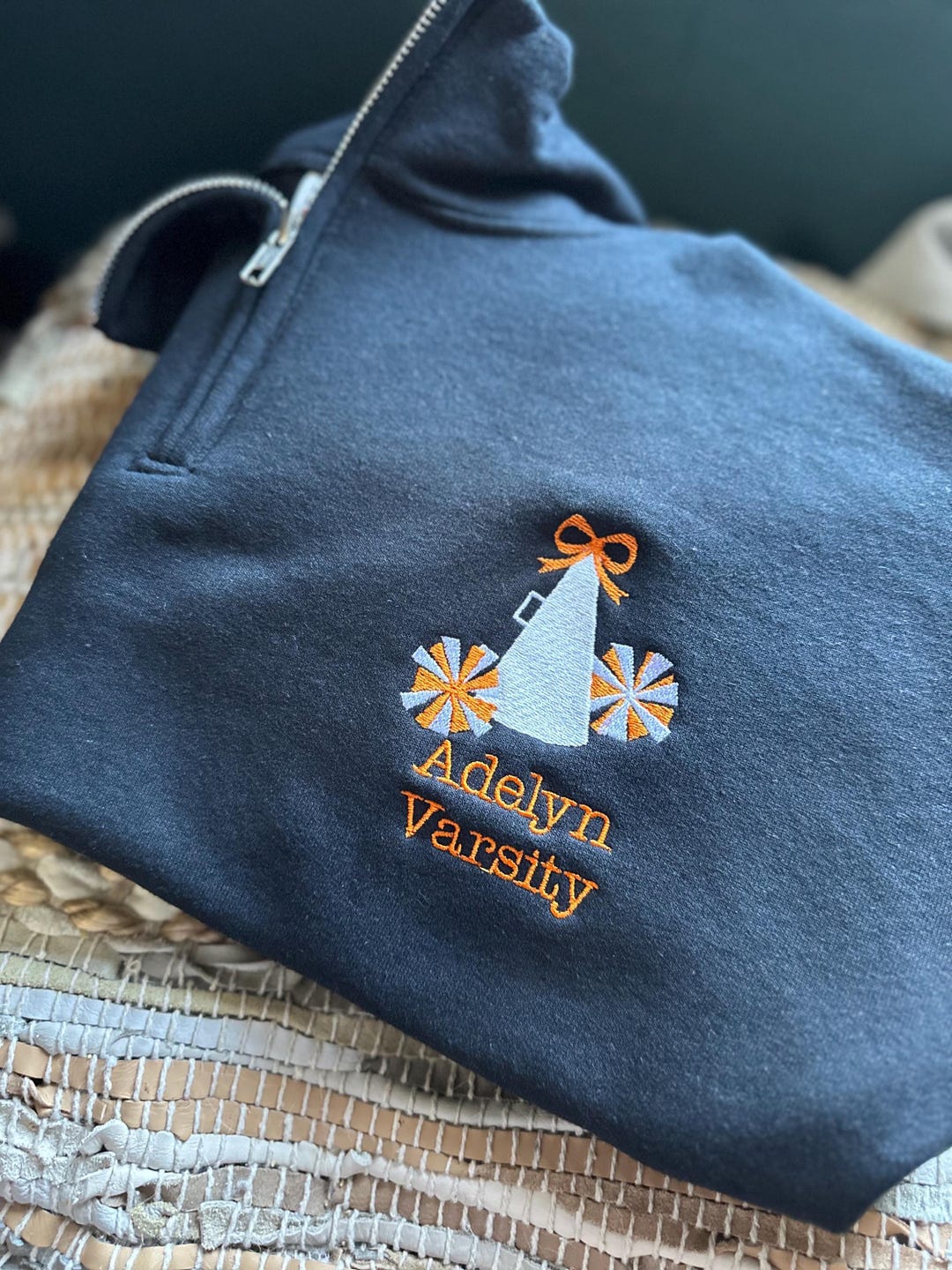Embroidered Cheer Mom Quarter Zip - Cheerleader Pullover - Personalize ...
