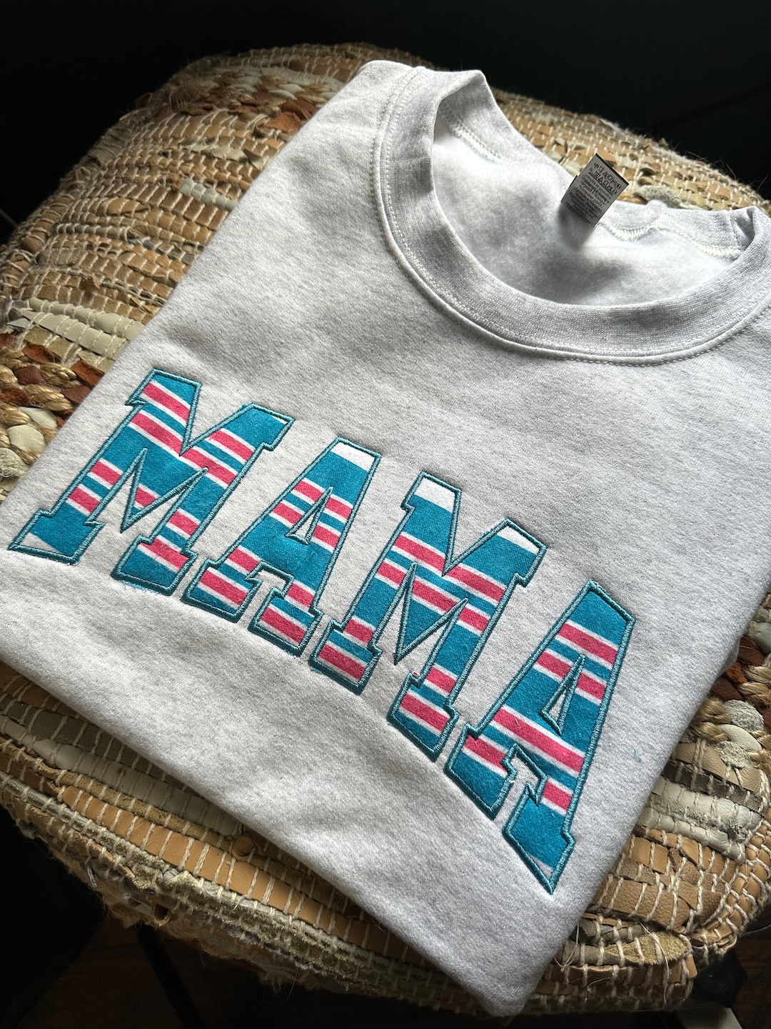 Embroidered Hospital Blanket Mama Sweatshirt - Appliqué Mama Sweatshirt ...