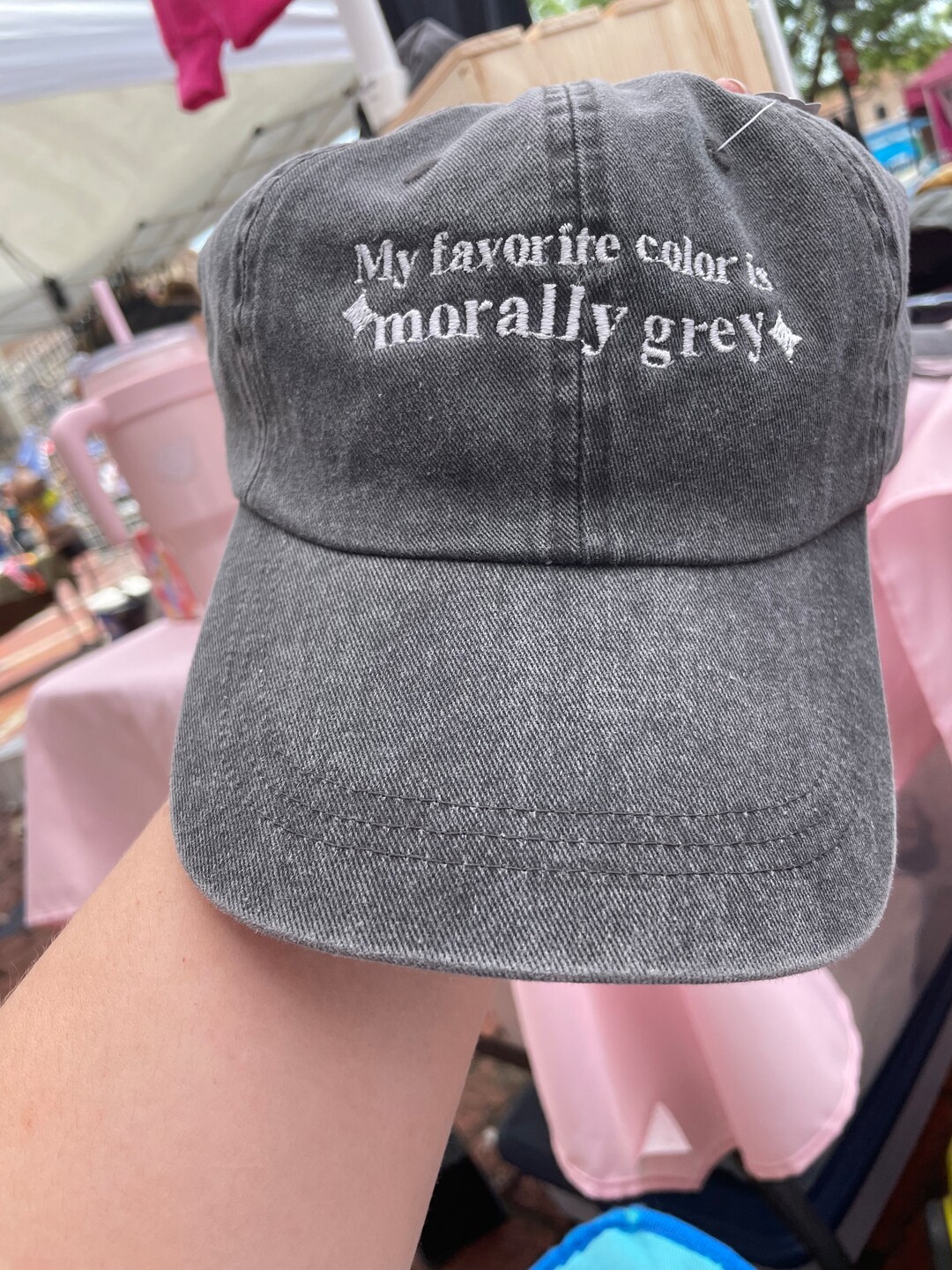 My Favorite Color is Morally Grey Hat- Book Hat Pigment Dyed Baseball ...