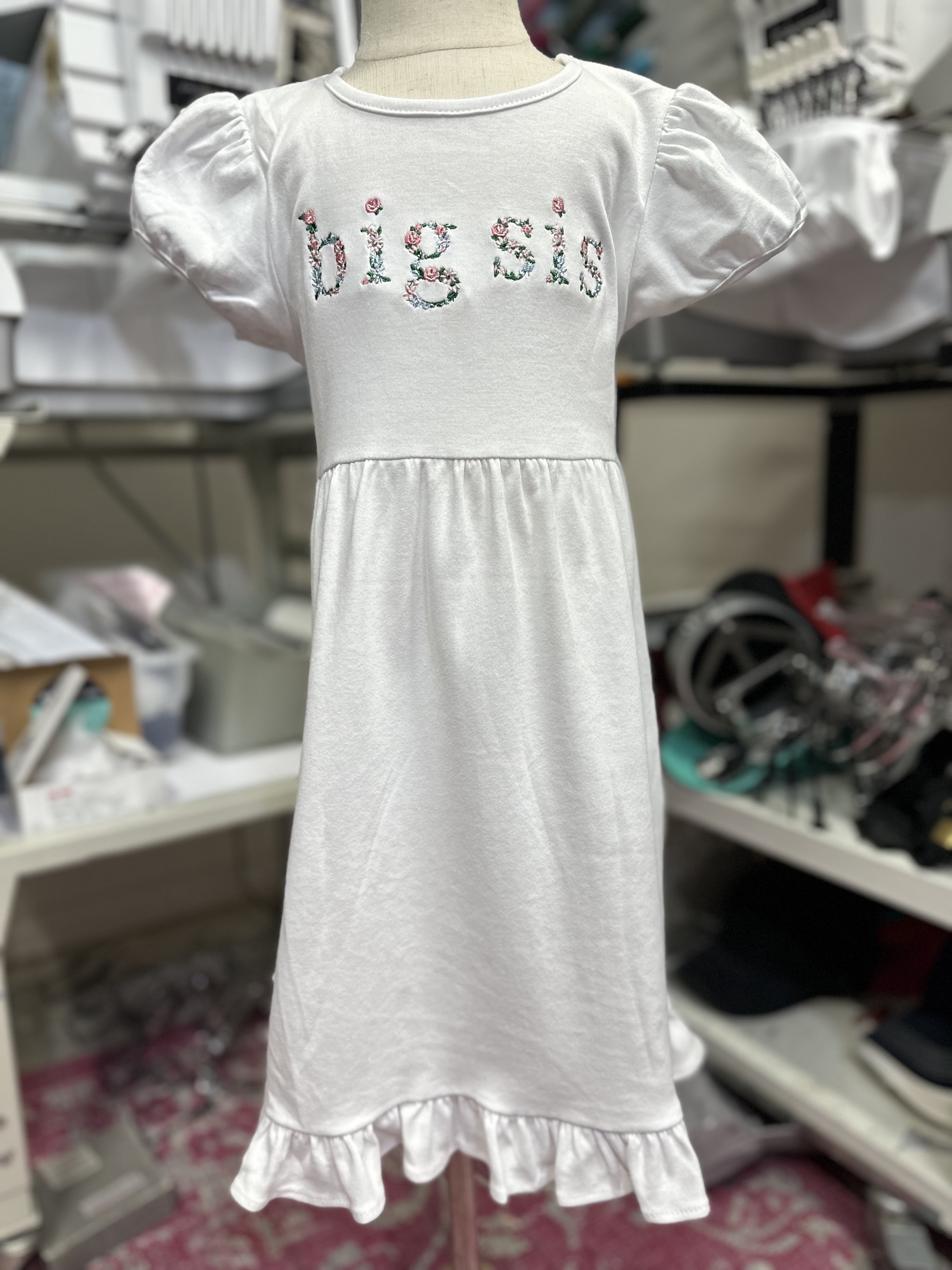Big Sister Floral Embroidered Dress - Sibling Pregnancy Announcement ...