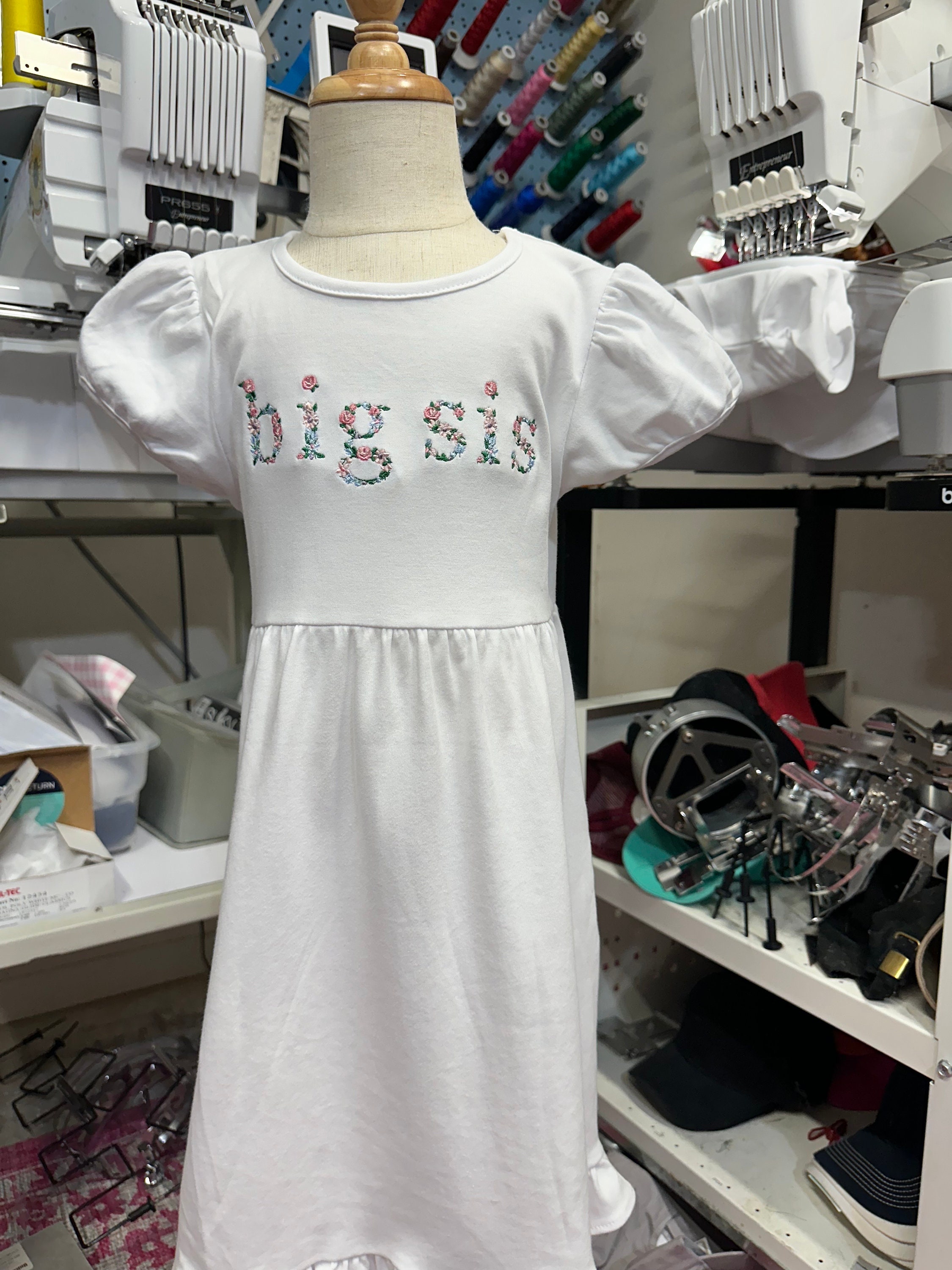 Big Sister Floral Embroidered Dress - Sibling Pregnancy Announcement ...