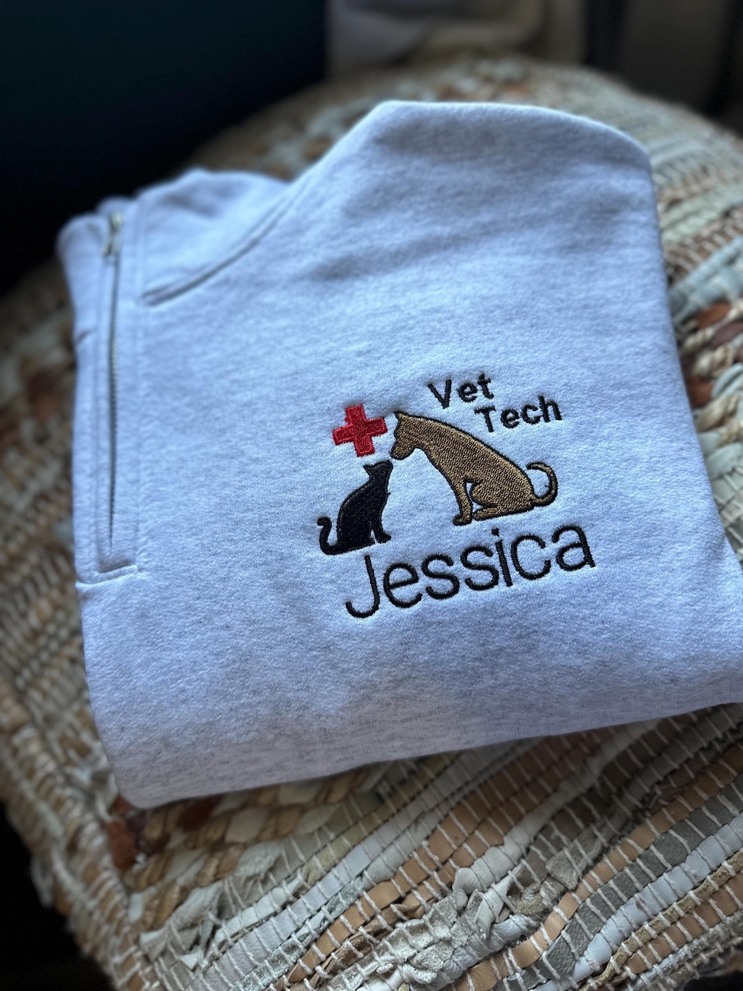 Custom Embroidered Vet Tech Quarter Zip - Veterinarian Medicine Jacket ...