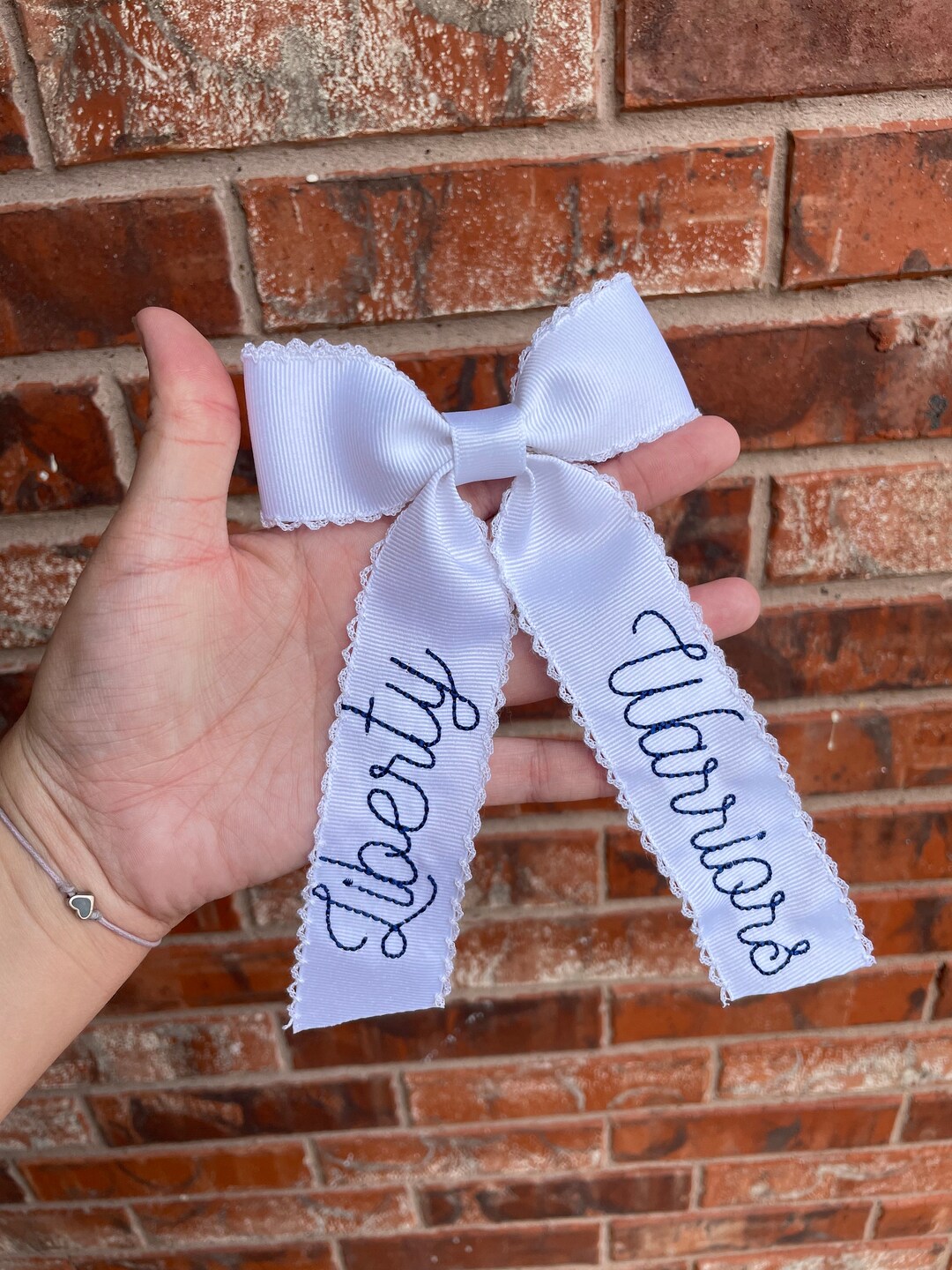 Embroidered Moonstitch School Spirit Bow - Personalized Bow ...