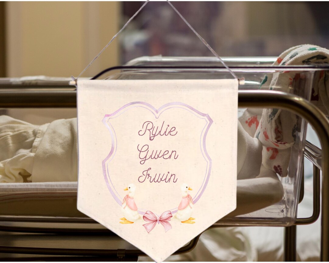 Embroidered Baby Banner With Beintage Ducks Nursery Baby Banner ...