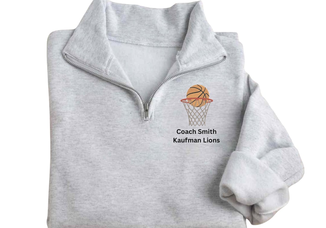 Embroidered Basketball Coach Quarter Zip - Coach Pullover - Personalize ...