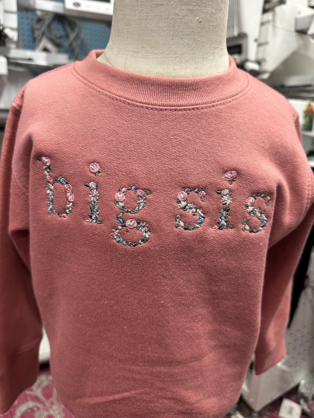 Big Sister Floral Embroidered Mauve Sweatshirt - Sibling Pregnancy ...