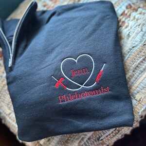 Custom Embroidered Phlebotomy Quarter Zip, Phlebotomist Jacket, Lab ...