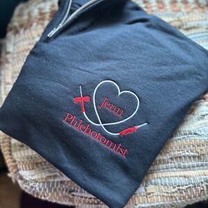 Custom Embroidered Phlebotomy Quarter Zip, Phlebotomist Jacket, Lab ...
