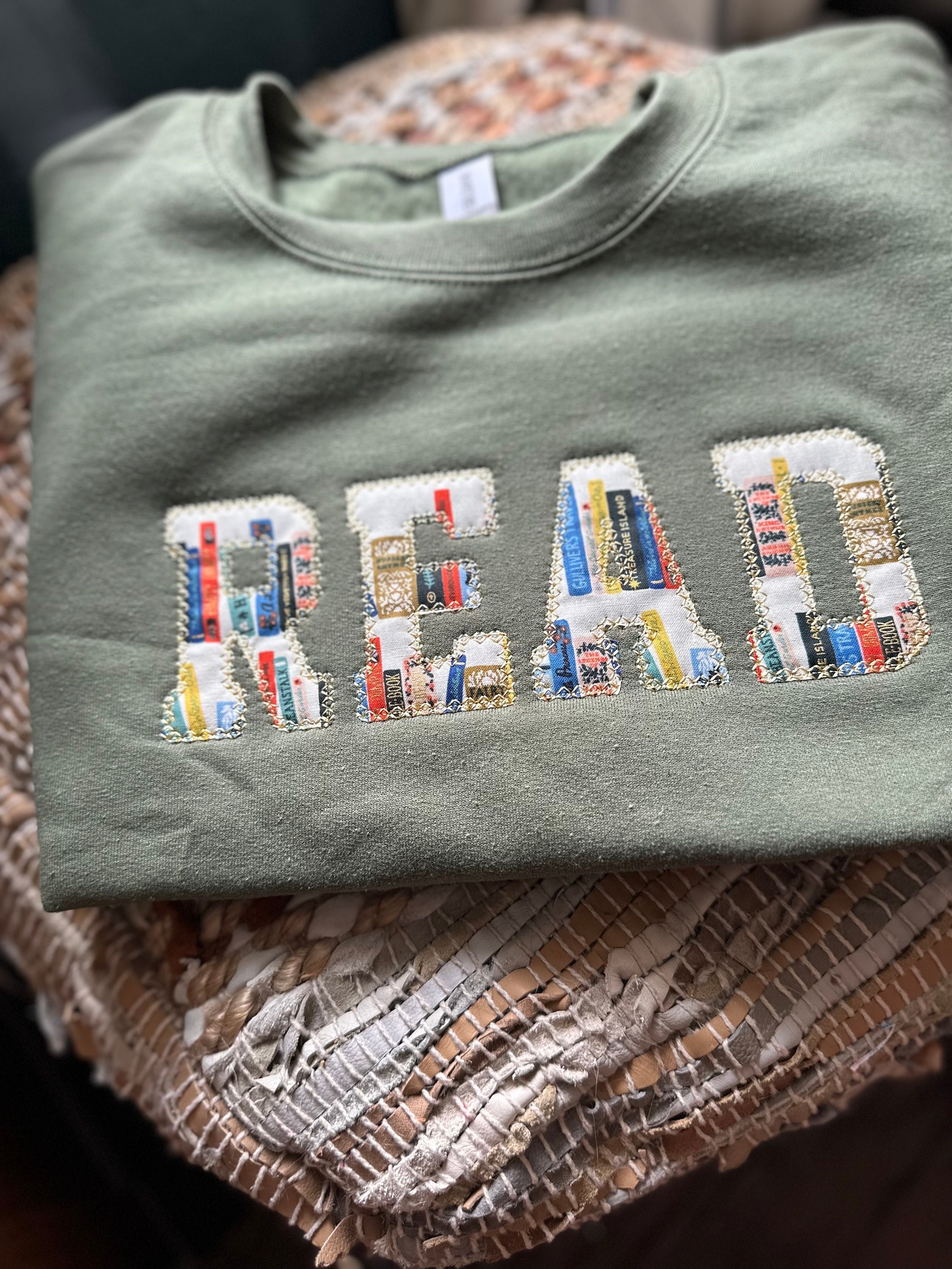 Embroidered Read Applique Chapter Sweatshirt - Book Sweatshirt ...