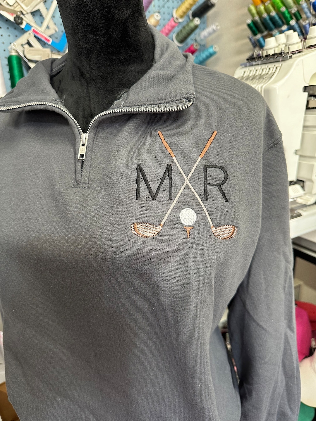 Custom Embroidered Golf Monogram Quarter Zip - Golf Pullover - Father’s ...