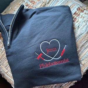 Custom Embroidered Phlebotomy Quarter Zip, Phlebotomist Jacket, Lab ...