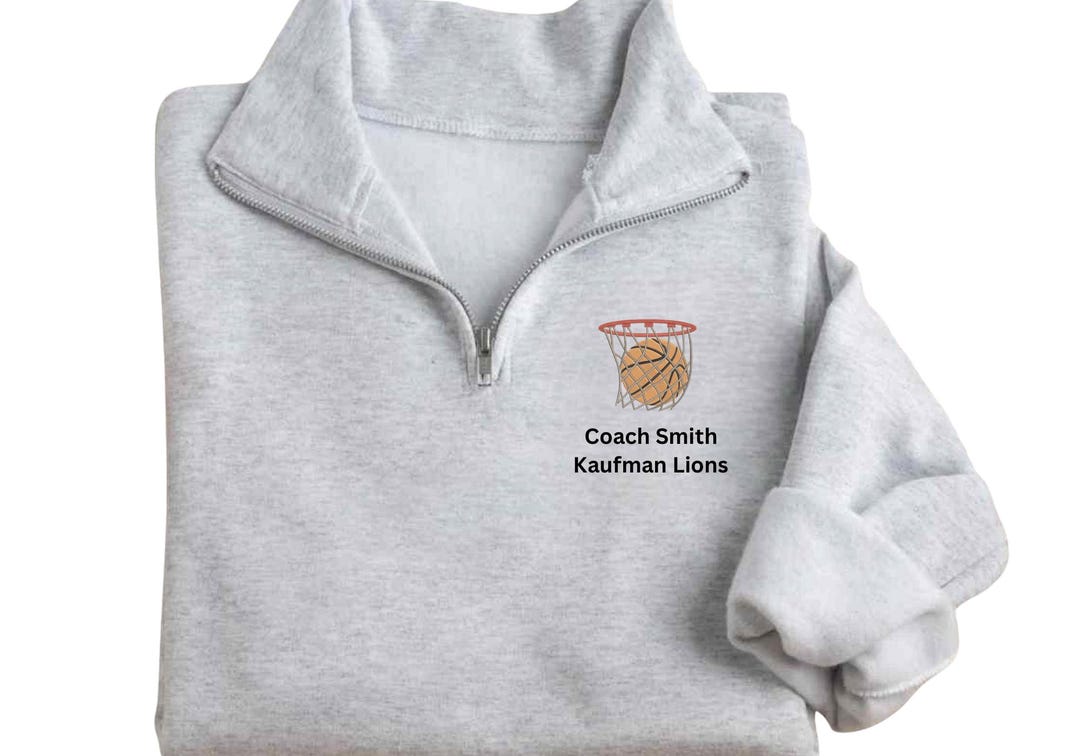 Embroidered Basketball Coach Quarter Zip - Coach Pullover - Personalize ...