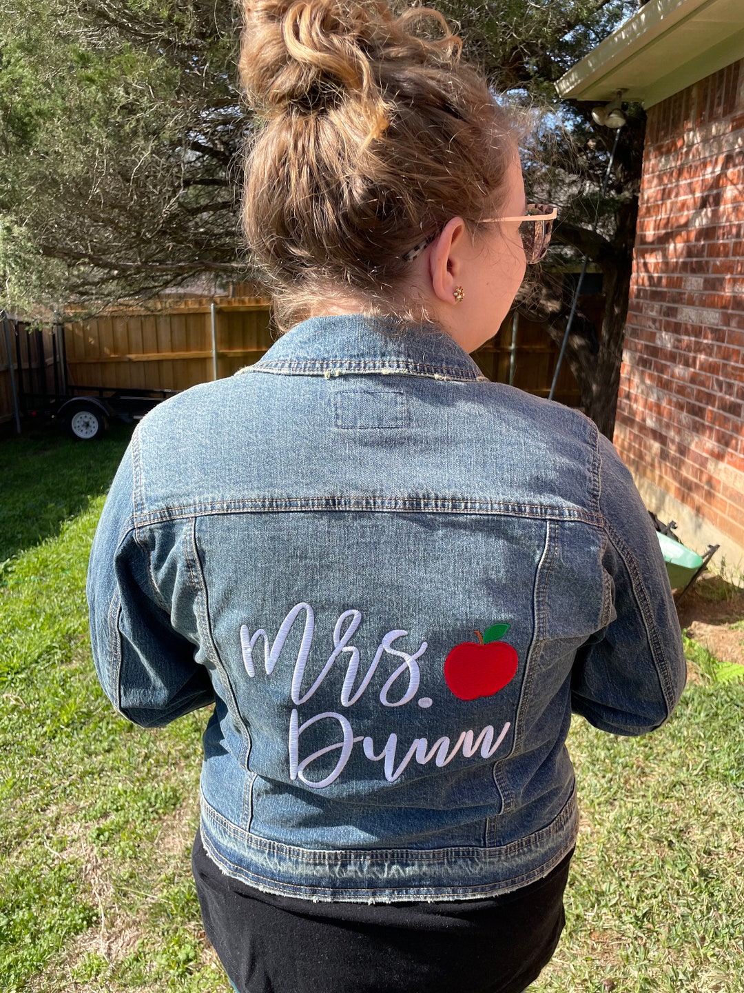 Embroidered Teacher Jean Jacket - Personalized Jean Jacket - Etsy