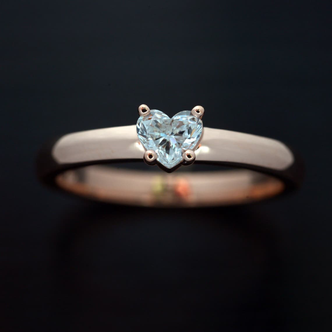 Heart Solitaire Diamond Ring - Etsy