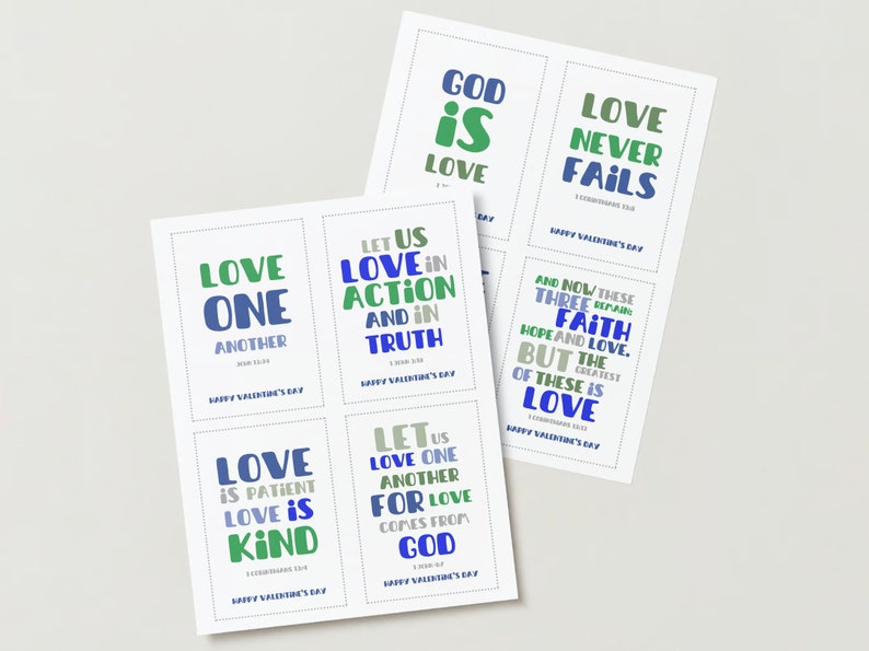 Valentine Printable Scripture Cards Kids Classroom Printable File PDF ...