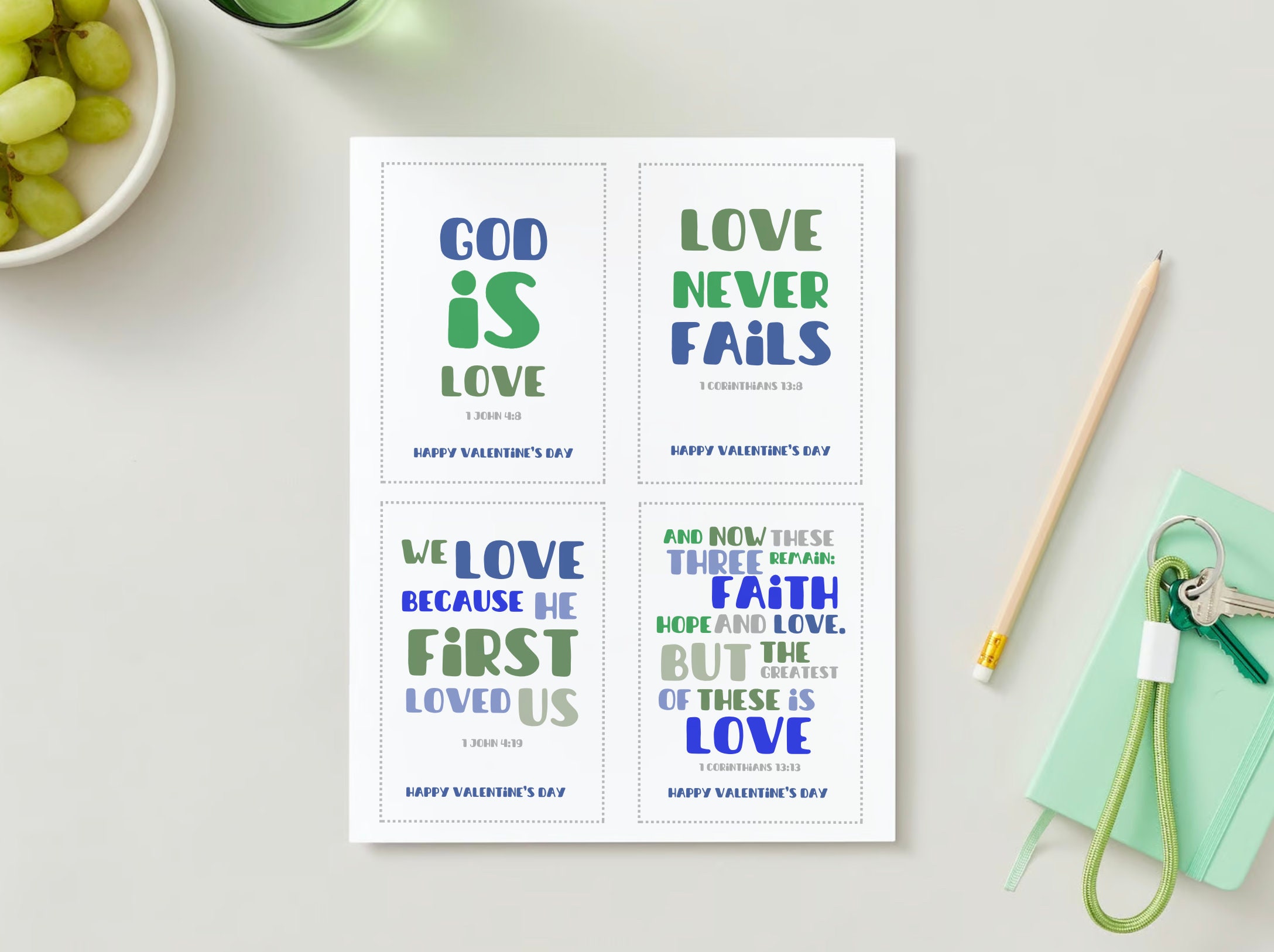 Valentine Printable Scripture Cards Kids Classroom Printable File PDF ...