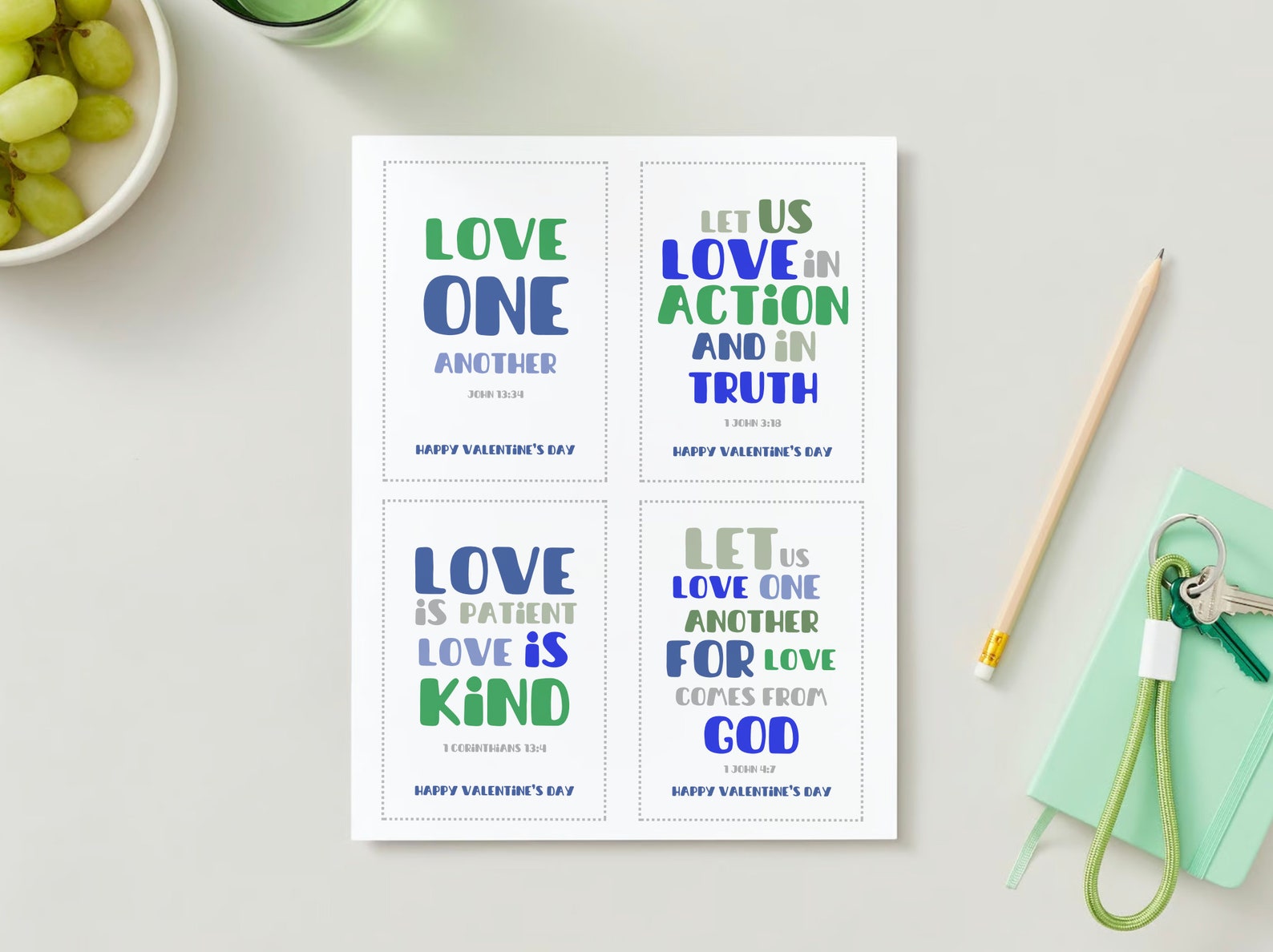 Valentine Printable Scripture Cards Kids Classroom Printable File PDF ...