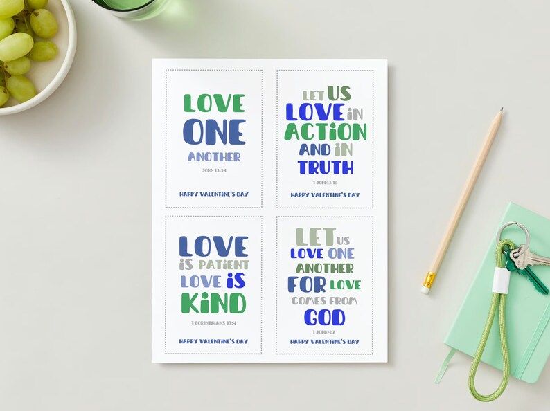 Valentine Printable Scripture Cards Kids Classroom Printable File PDF ...