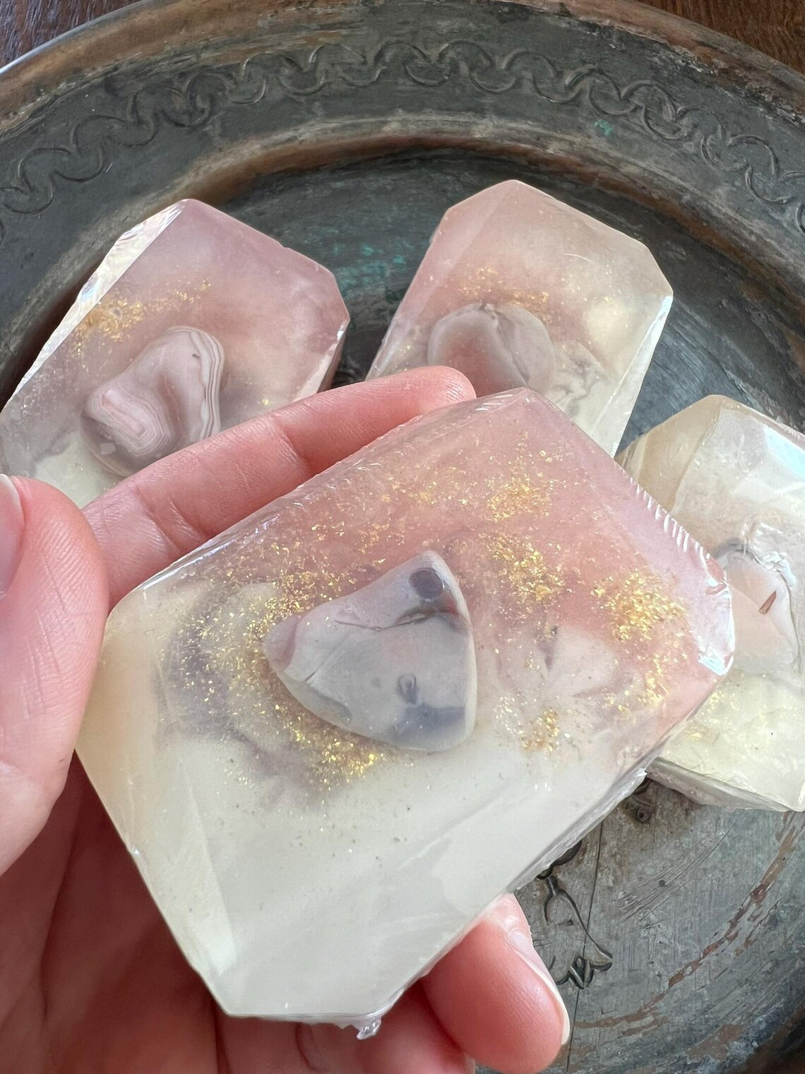 Crystal Infused Bar Soap, 3oz - Peach, Rose, Peppermint, Pear, Lime ...