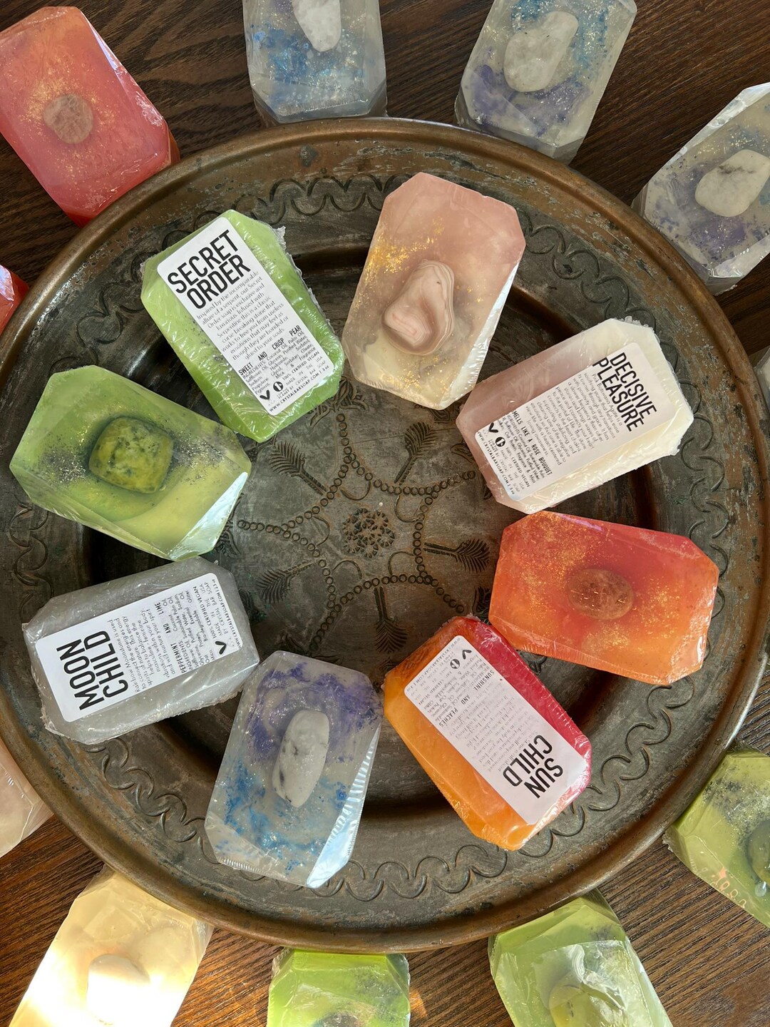 Crystal Infused Bar Soap, 3oz - Peach, Rose, Peppermint, Pear, Lime ...