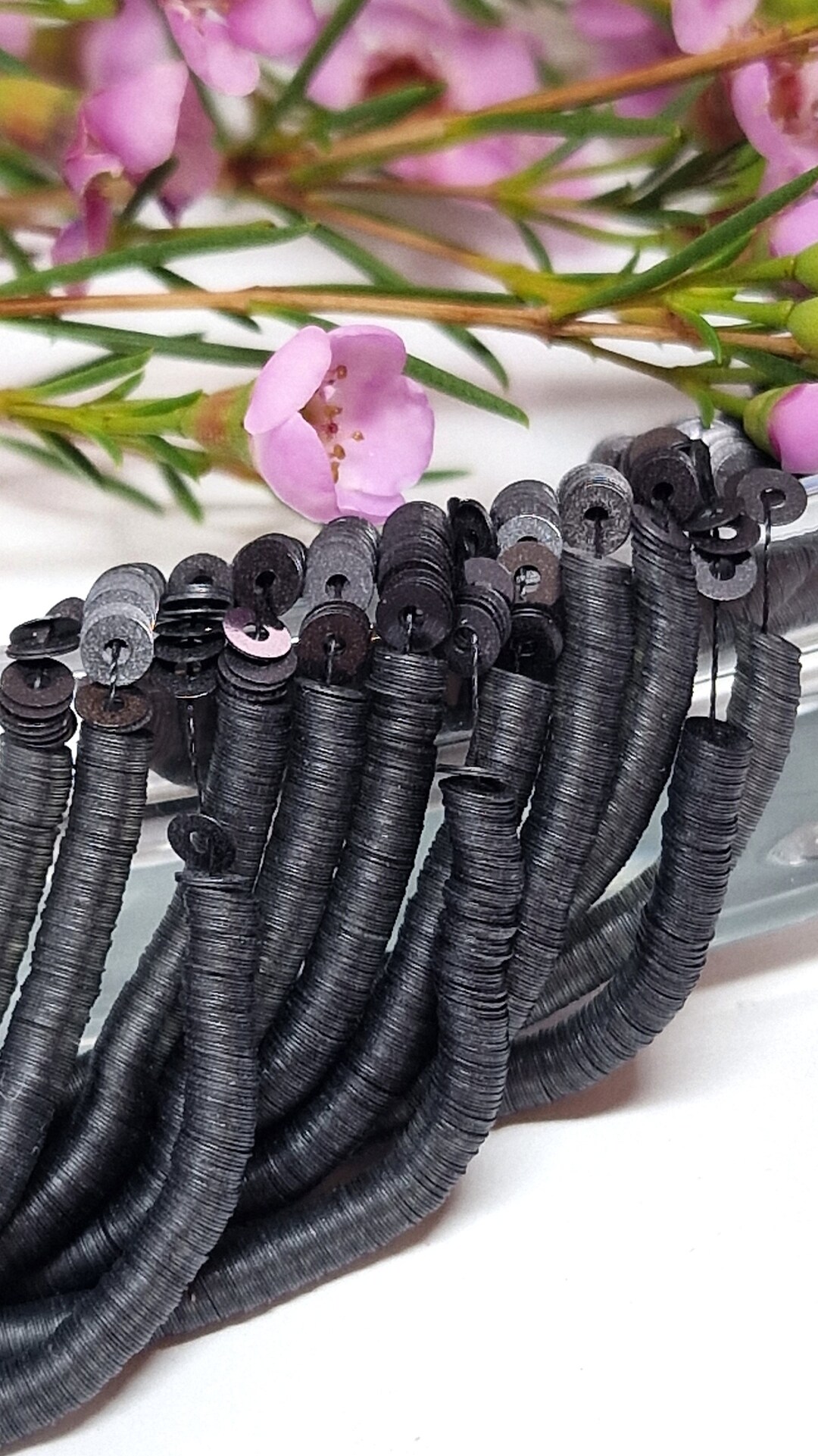 20cm 3mm Sequins on Thread MIX BLACK and MATTE Embroidery Sequins ...