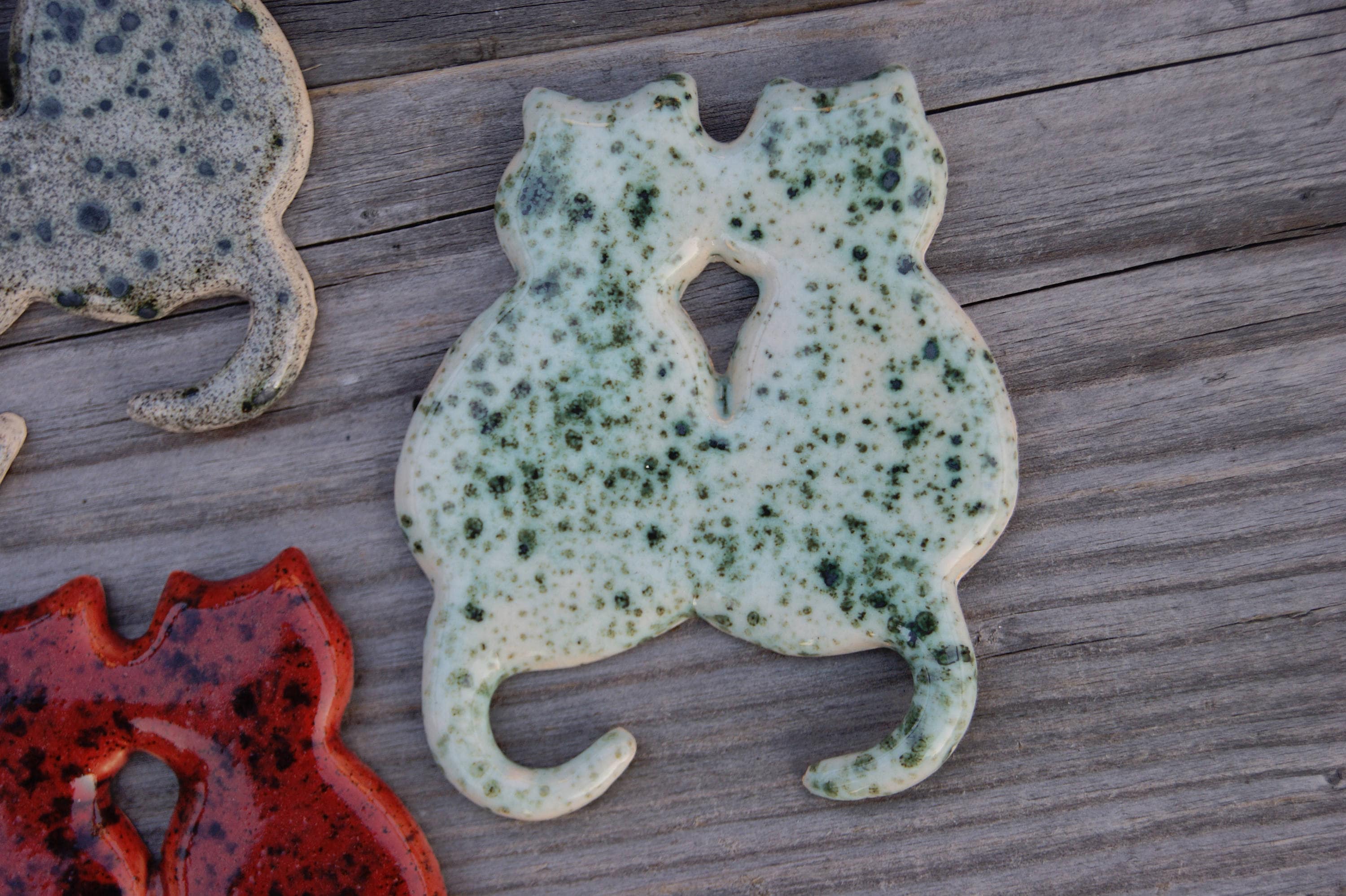 Ceramic cats in love fridge magnets, ceramic cat magnet, gift for cat ...
