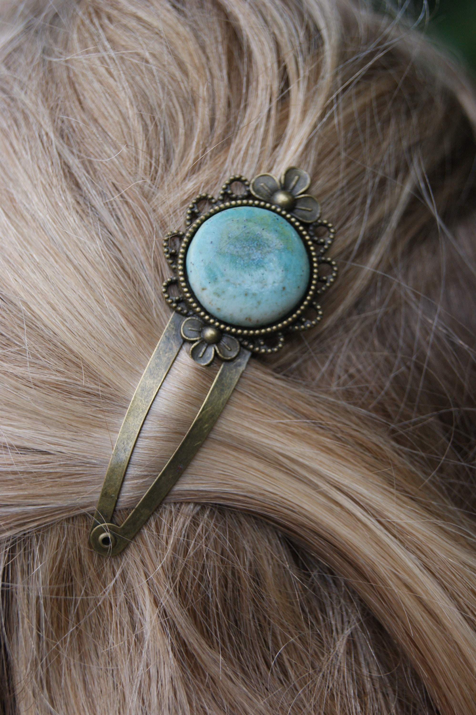 Stylish Ceramic Turquoise Hair Clip Blue Hair Pin Blue Hair - Etsy