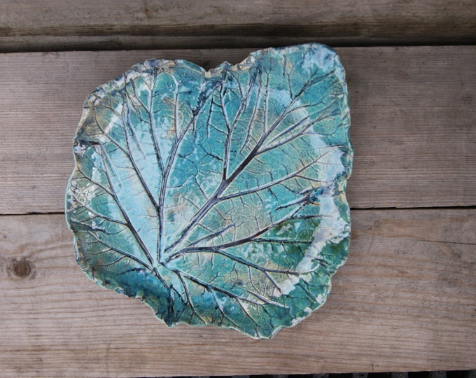 Ceramic Leaf Platter Turquoise Bowl Turquoise Plateau - Etsy