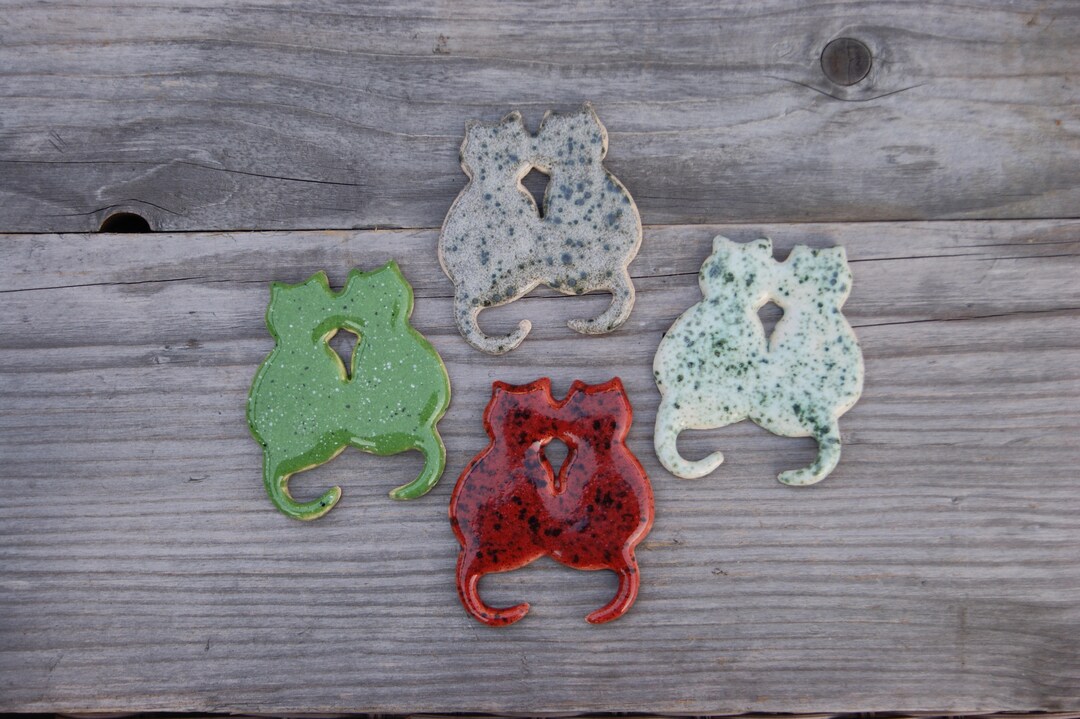 Ceramic cats in love fridge magnets, ceramic cat magnet, gift for cat ...