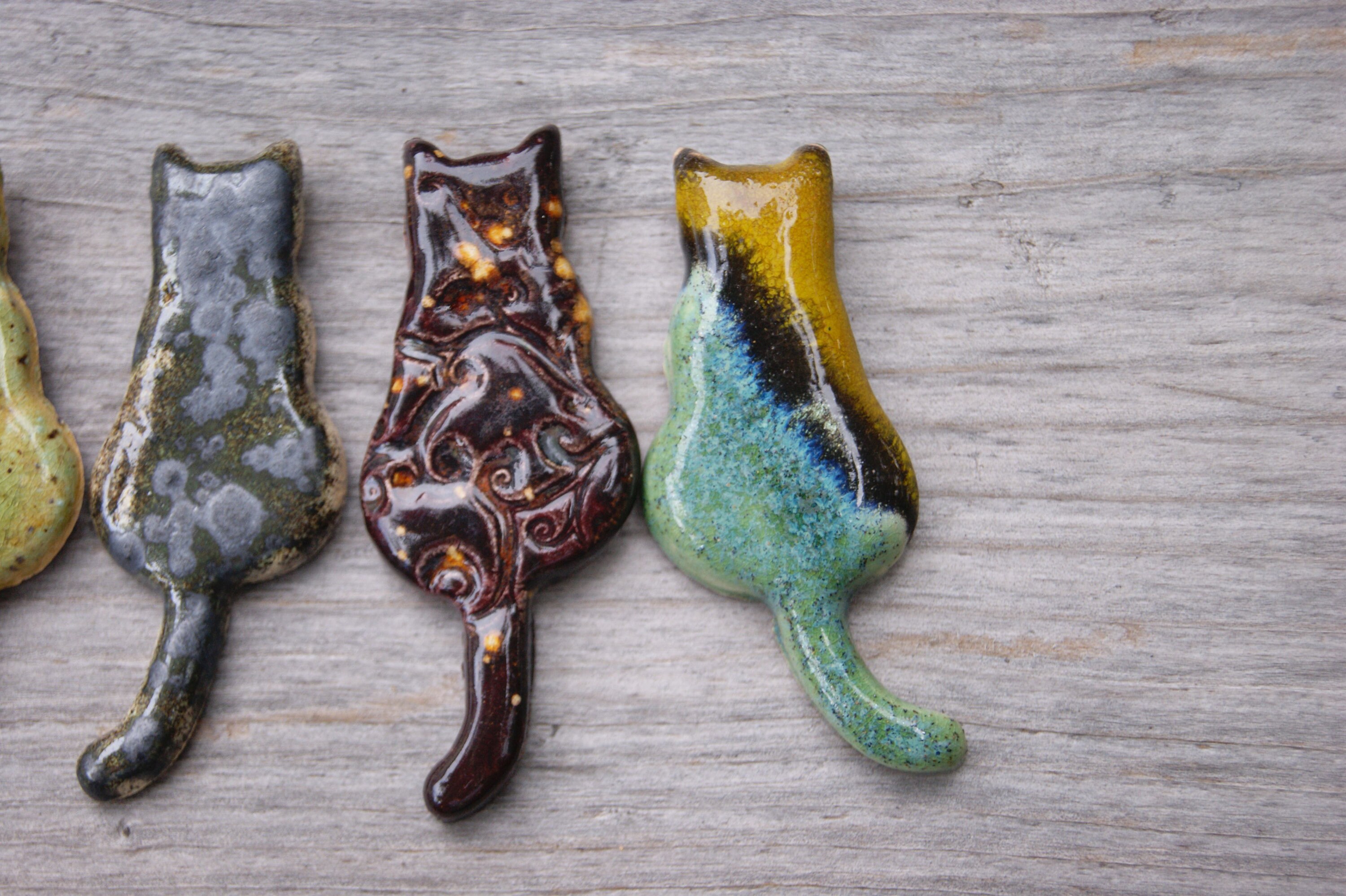 Cute Cat Magnet, Ceramic Cat, Cat Gift, Refrigerator Magnet, Gray Cat ...