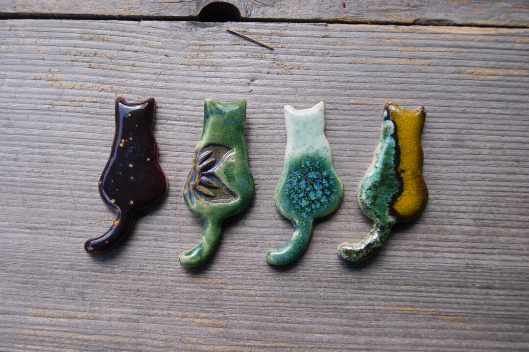 Ceramic Cat Brooch, Ceramic Kittens Brooch, Cat Pin, Yellow Cat Brooch ...