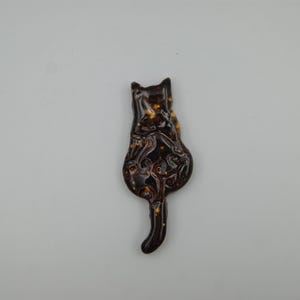 Cute Cat Magnet, Ceramic Cat, Cat Gift, Refrigerator Magnet, Gray Cat ...
