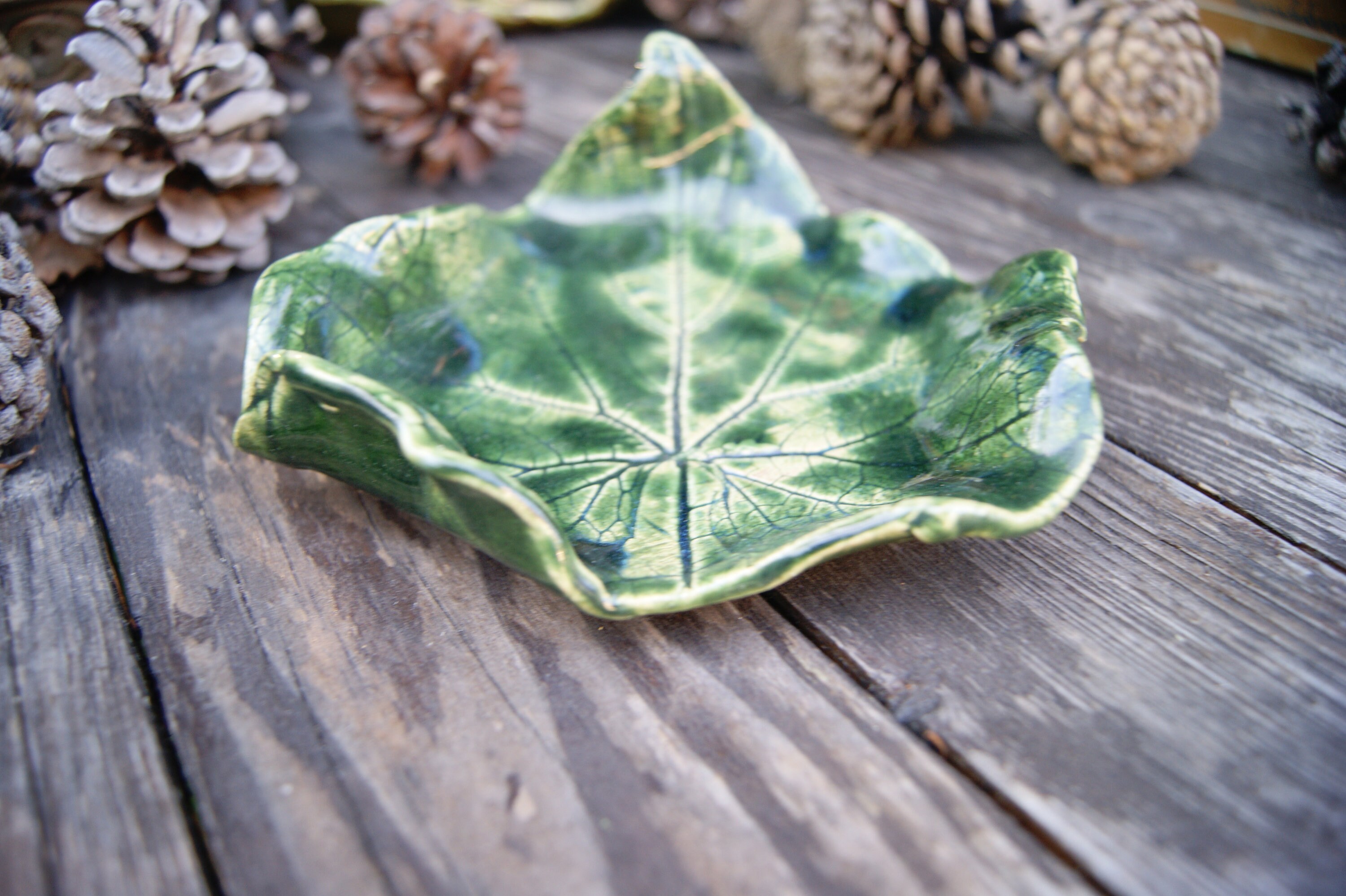 Ceramic green leaf botanical dish ceramic ring dish leaf | Etsy