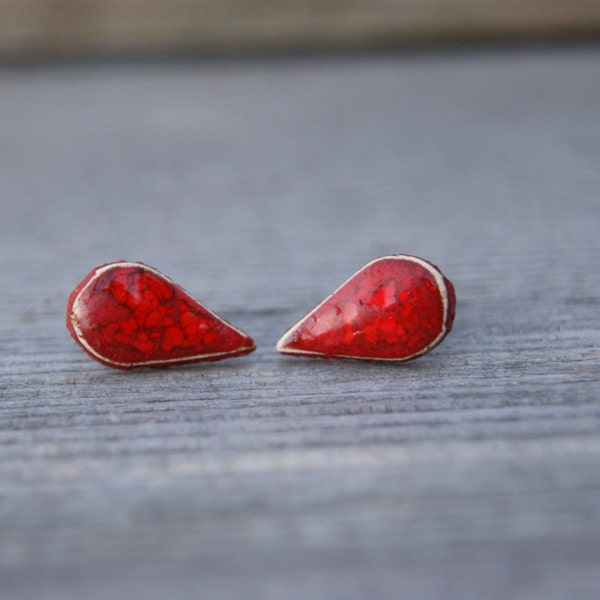 Red Stud Earrings - Etsy