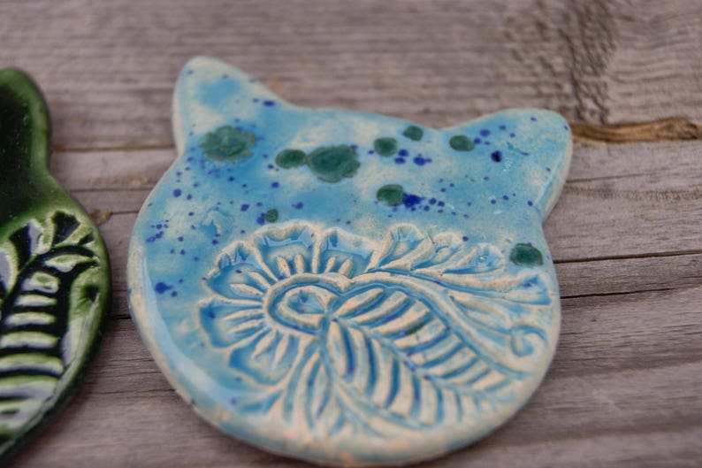 Ceramic Cat Head Magnet, Red Cat Magnet, Blue Cat Magnet, Green Cat ...